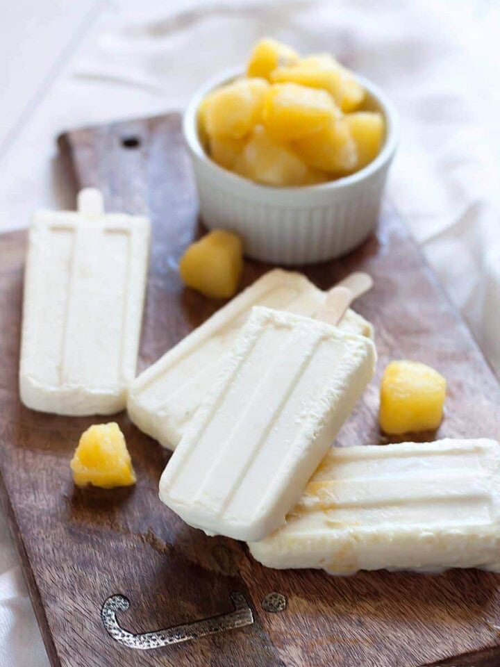 5-ingredient Piña Colada Popsicles - A Sassy Spoon®