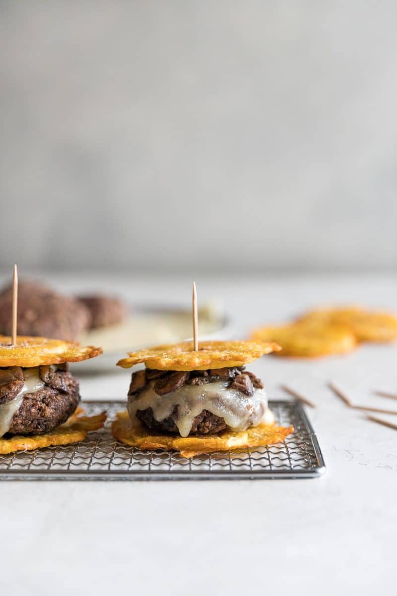 Mushroom Swiss Black Bean Burgers with Plantain Buns - A Sassy Spoon