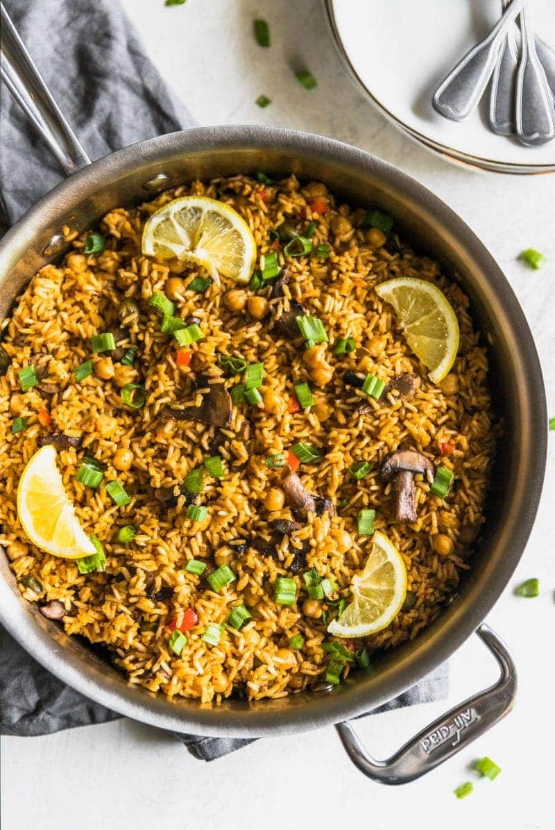 One-Pan Quick + Easy Vegetarian Paella - A Sassy Spoon