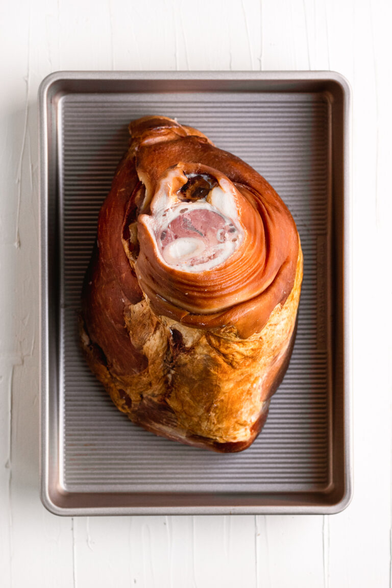 Moist Oven-Baked Ham with Spiced Rum + Brown Sugar Glaze - A Sassy Spoon®