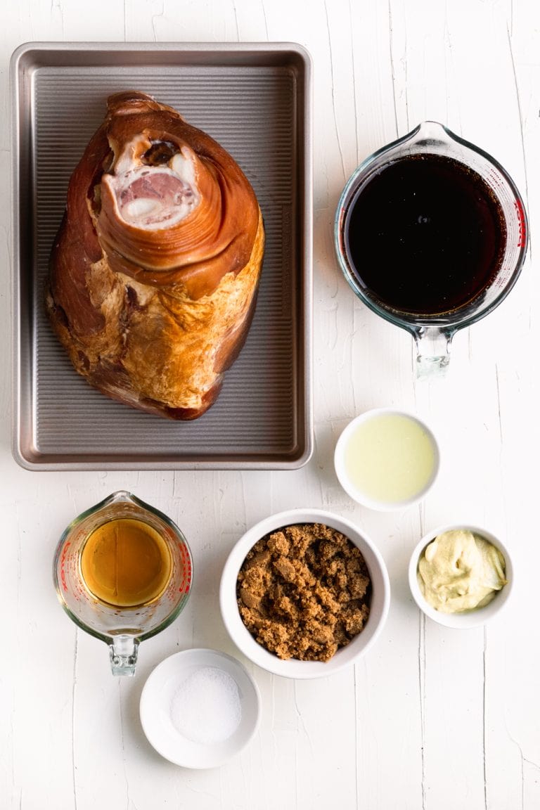 Moist Oven-Baked Ham with Spiced Rum + Brown Sugar Glaze - A Sassy Spoon®