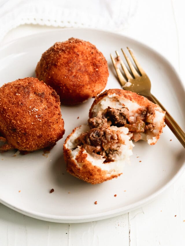 Papas Rellenas (Cuban Picadillo Stuffed Potato Balls) - A Sassy Spoon®
