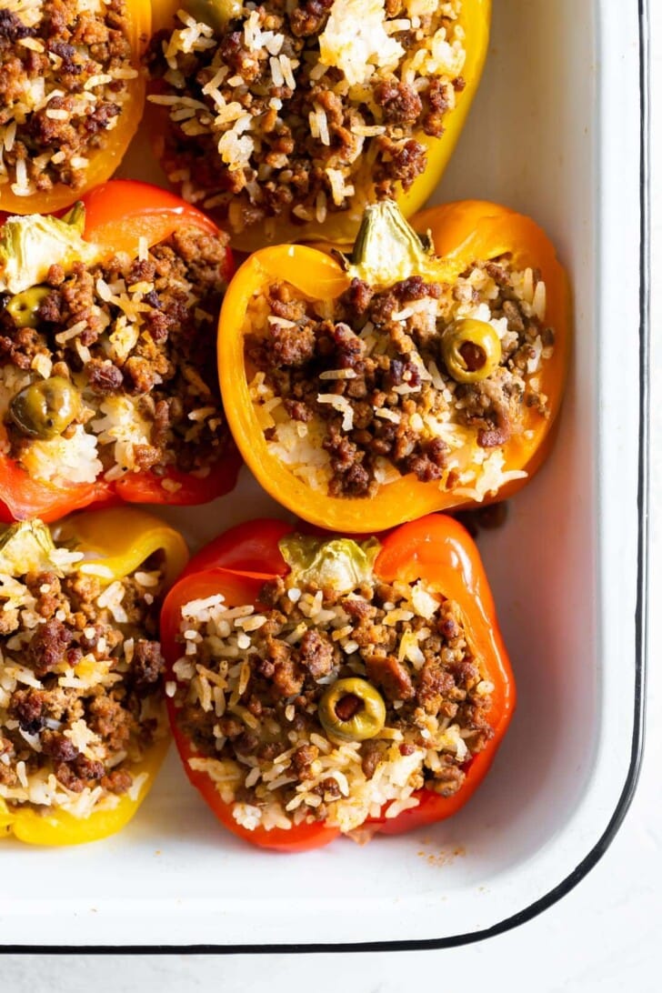 Cuban-Style Stuffed Peppers (Ajies Rellenos con Picadillo) - A Sassy Spoon