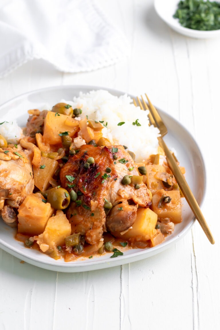 Tender Fricase de Pollo (Cuban Chicken Fricassee) - A Sassy Spoon
