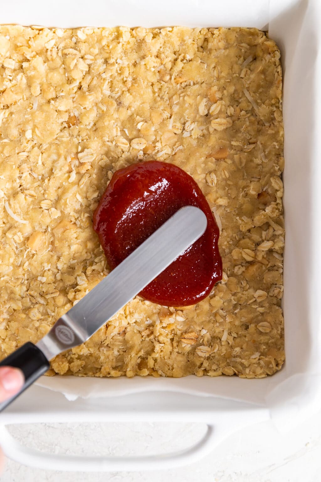 Guava Jam Bars with Coconut Macadamia Oat Crumble Topping