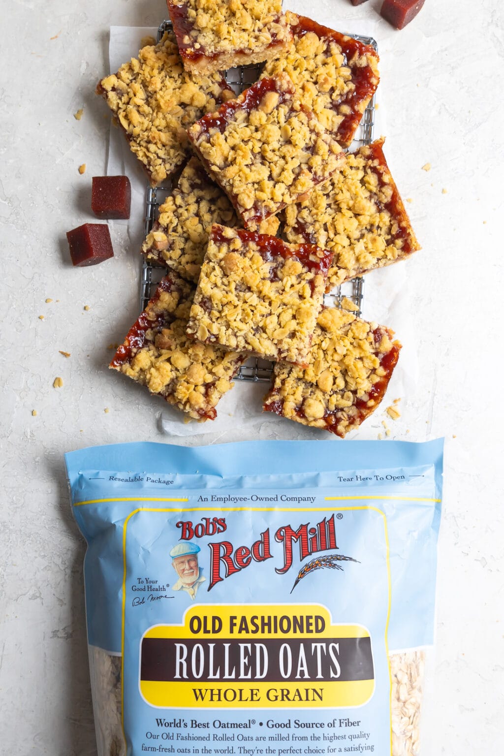 Guava Jam Bars with Coconut Macadamia Oat Crumble Topping