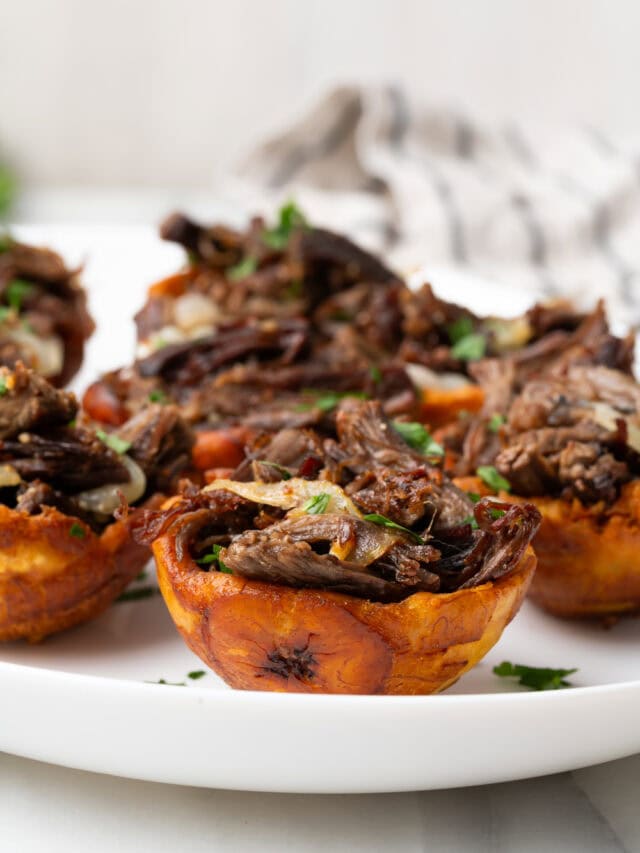 Tostones Rellenos (Cuban Stuffed Plantain Cups) - A Sassy Spoon®